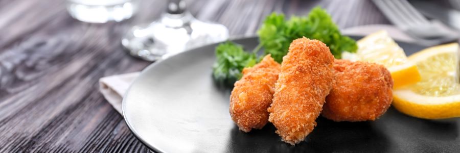 Wine pairing (grey) Shrimp Croquettes — Winesbio
